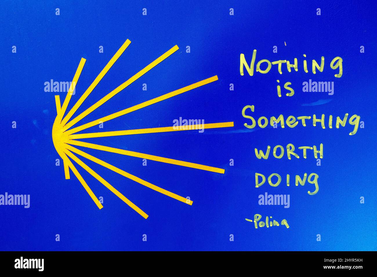 Camino de Santiago shell symbol sign with 'Nothing is something worth ...
