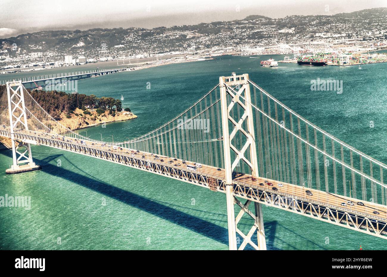 Aerial view of San Francisco Bay Bridge from helicopter Stock Photo - Alamy