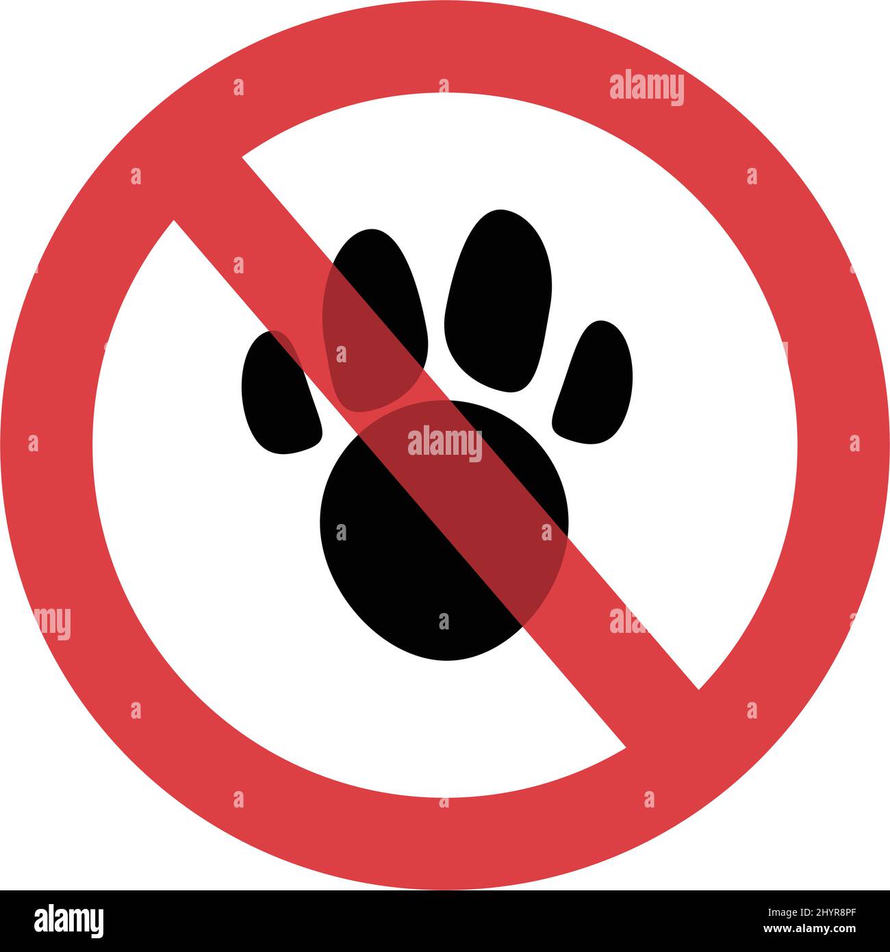No pets allowed. Paw pads and ban signs. Animal tracks and stop sign ...