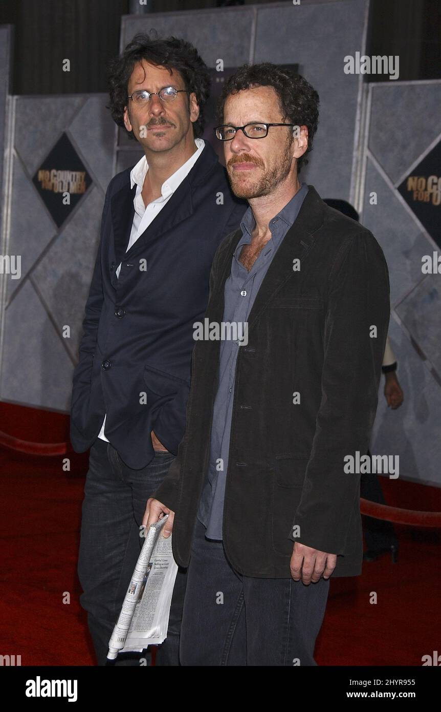 Joel Cohen and Ethan Cohen arrive at the premiere for No Country For ...