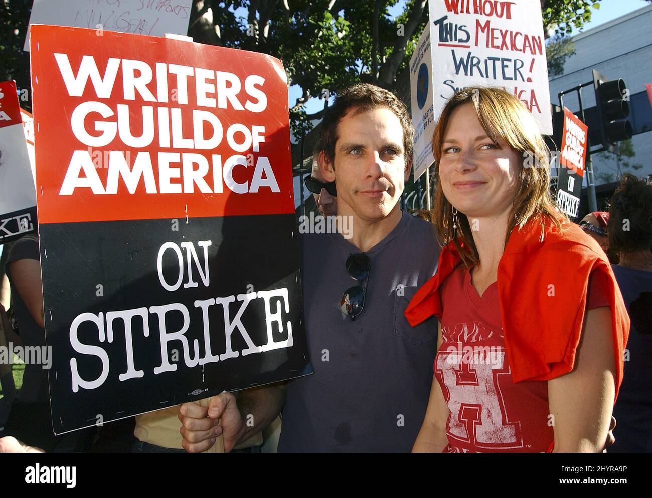 Ben Stiller and Mary Lynn Rajskub show their support for writers, who ...