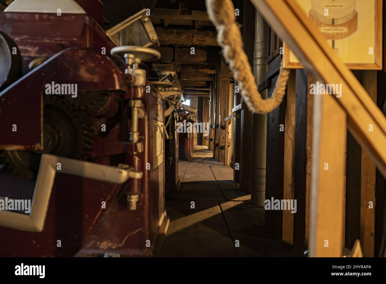 Interior of an old historic factory with machinery Stock Photo - Alamy