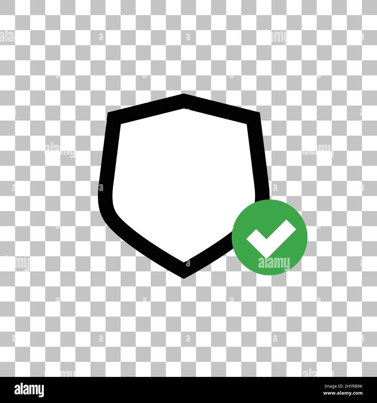 Shield and checkmark icons isolated on a transparent background ...