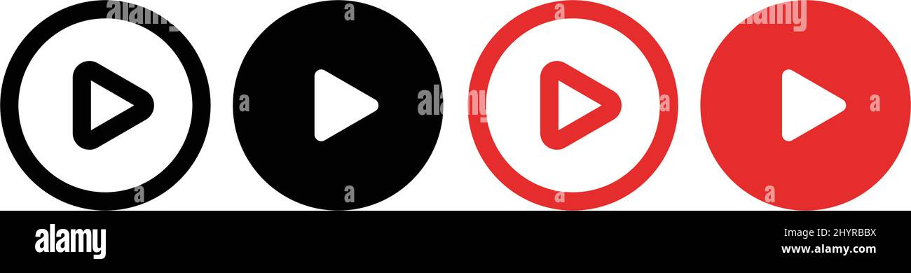 A set of icons for the play button. Start video or music. Vectors ...