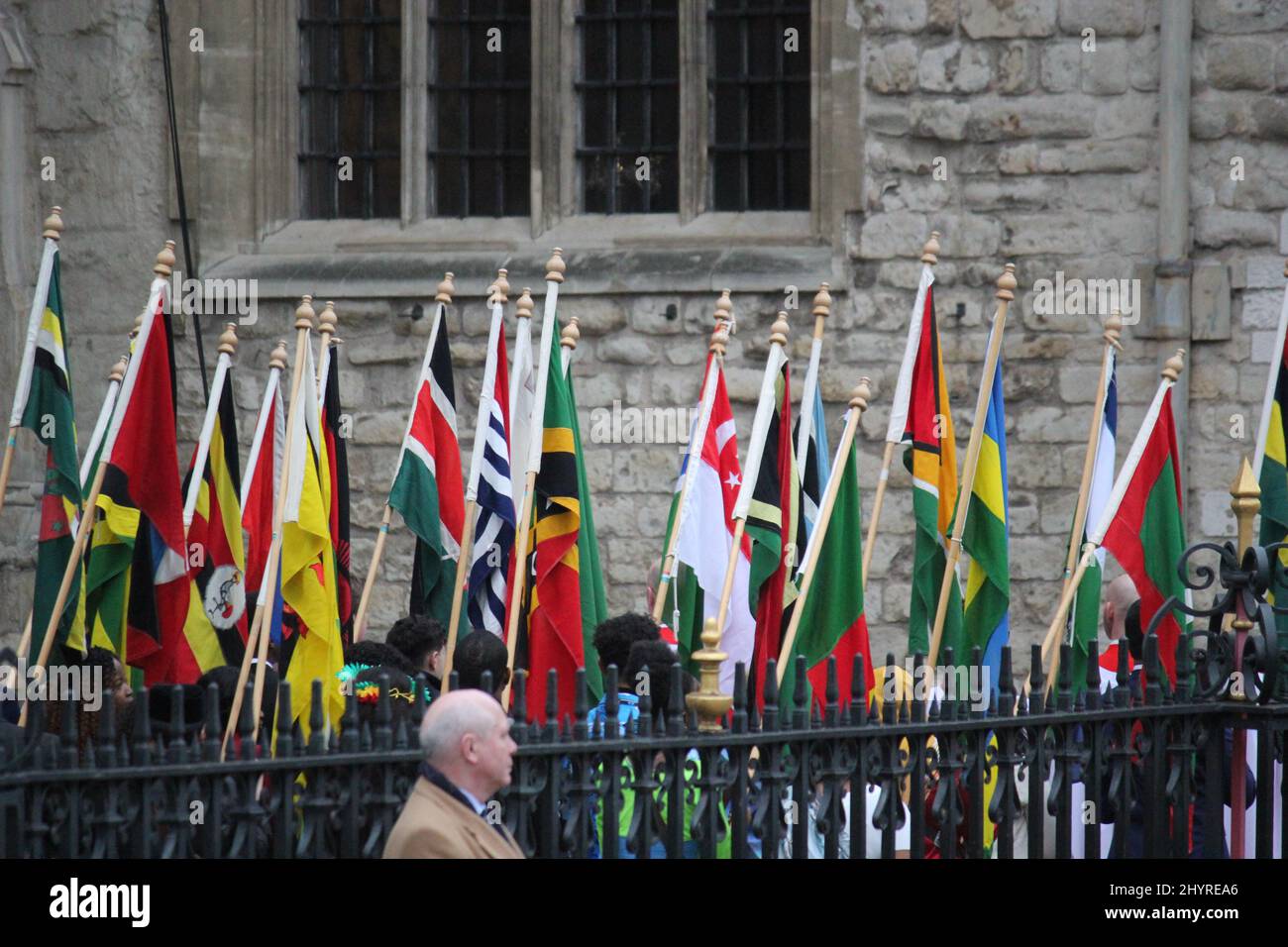London, UK - 03.14.2022: Commonwealth day at Parliament square ...