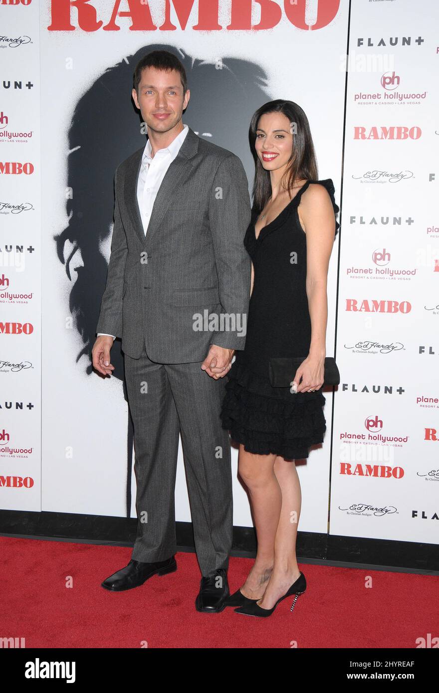 Matthew Marsden and wife attending the"Rambo" World Premiere. Held at ...