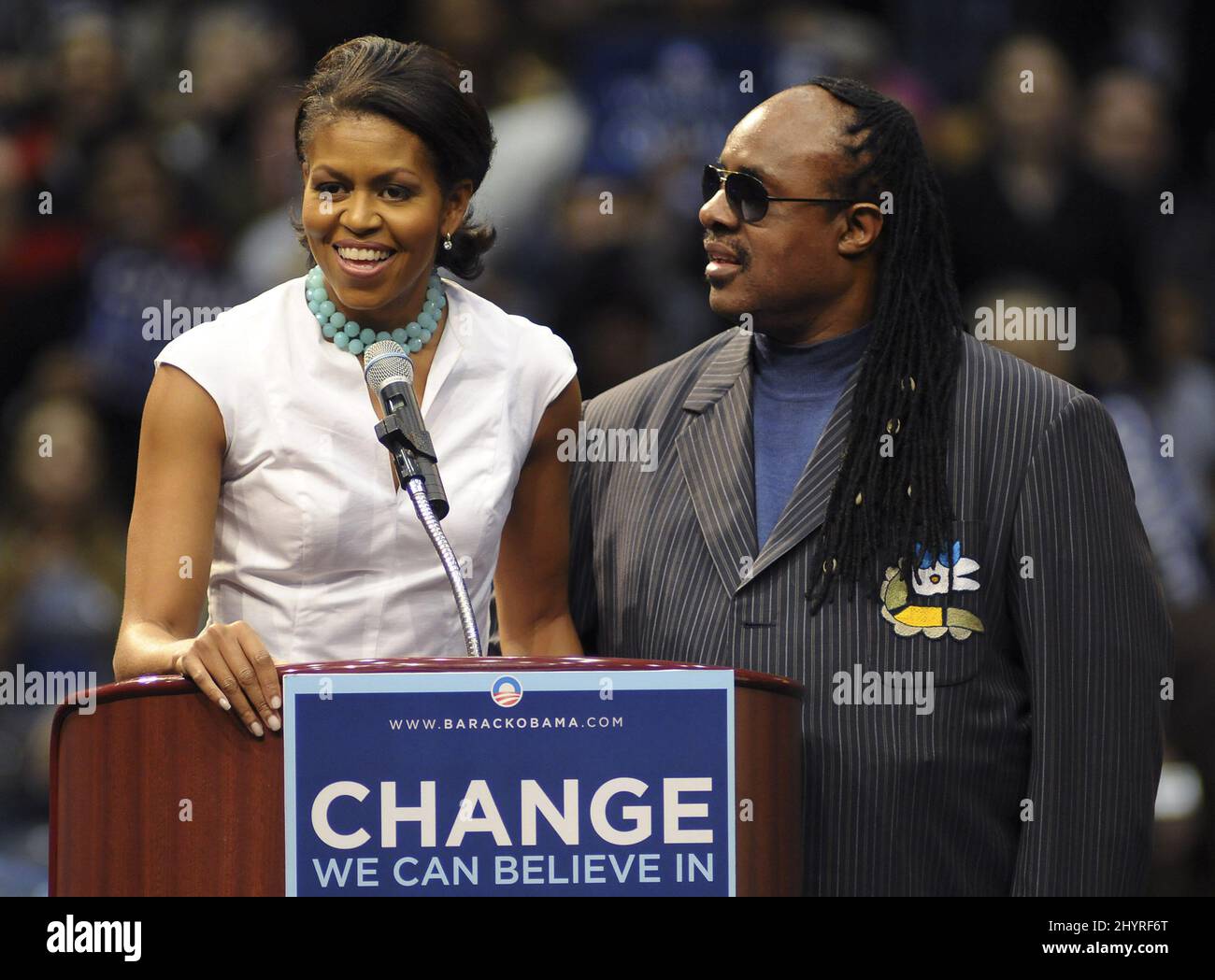 Michelle Obama and Stevie Wonder take part in the GOTV Rally with ...