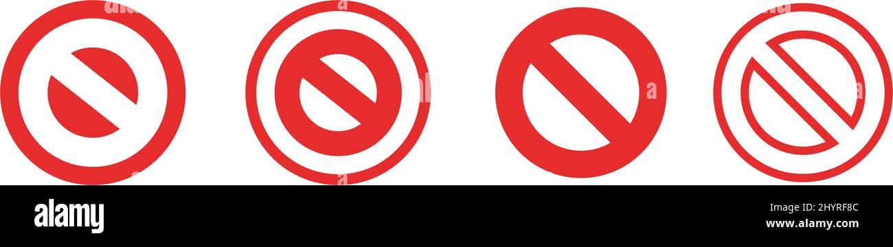 Stop sign icon set. Forbidden icons. Editable vector Stock Vector Image ...