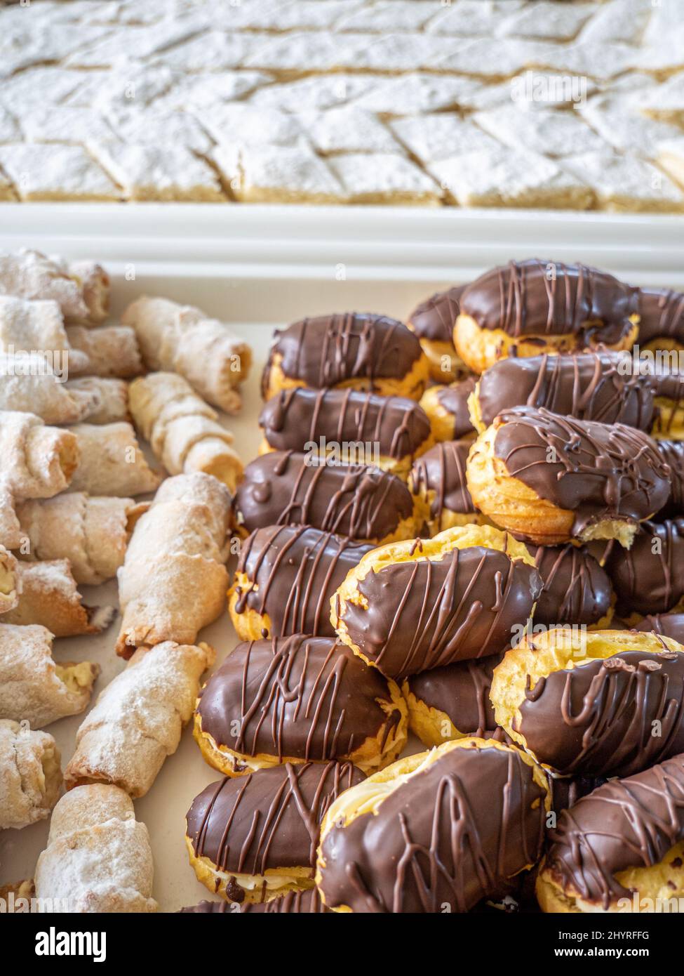 Close-up shot of various pastry in a bakery Stock Photo - Alamy