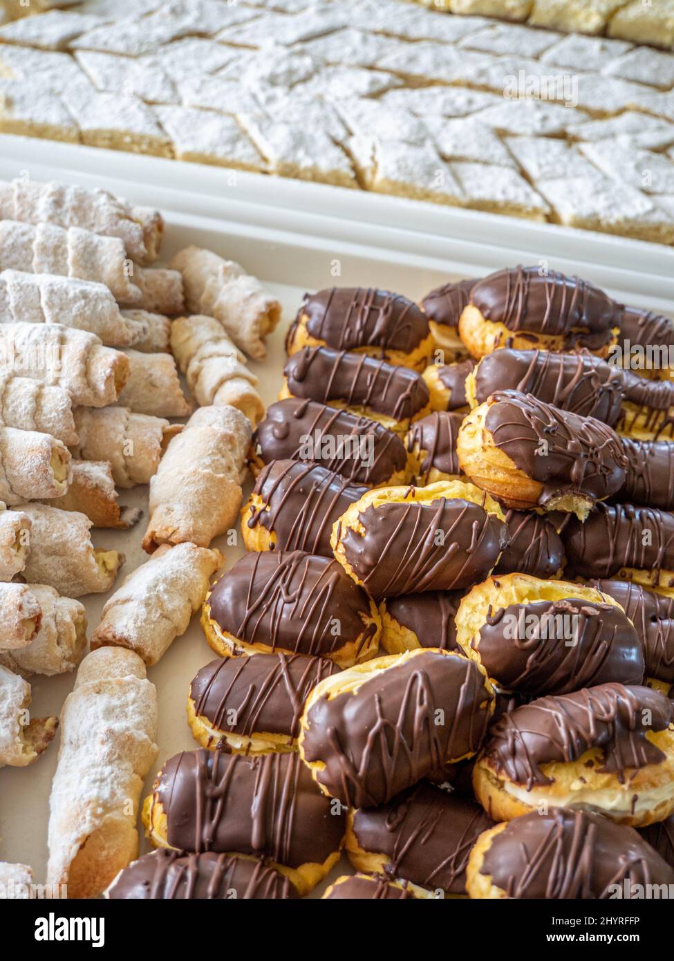 Close-up shot of various pastry in a bakery Stock Photo - Alamy