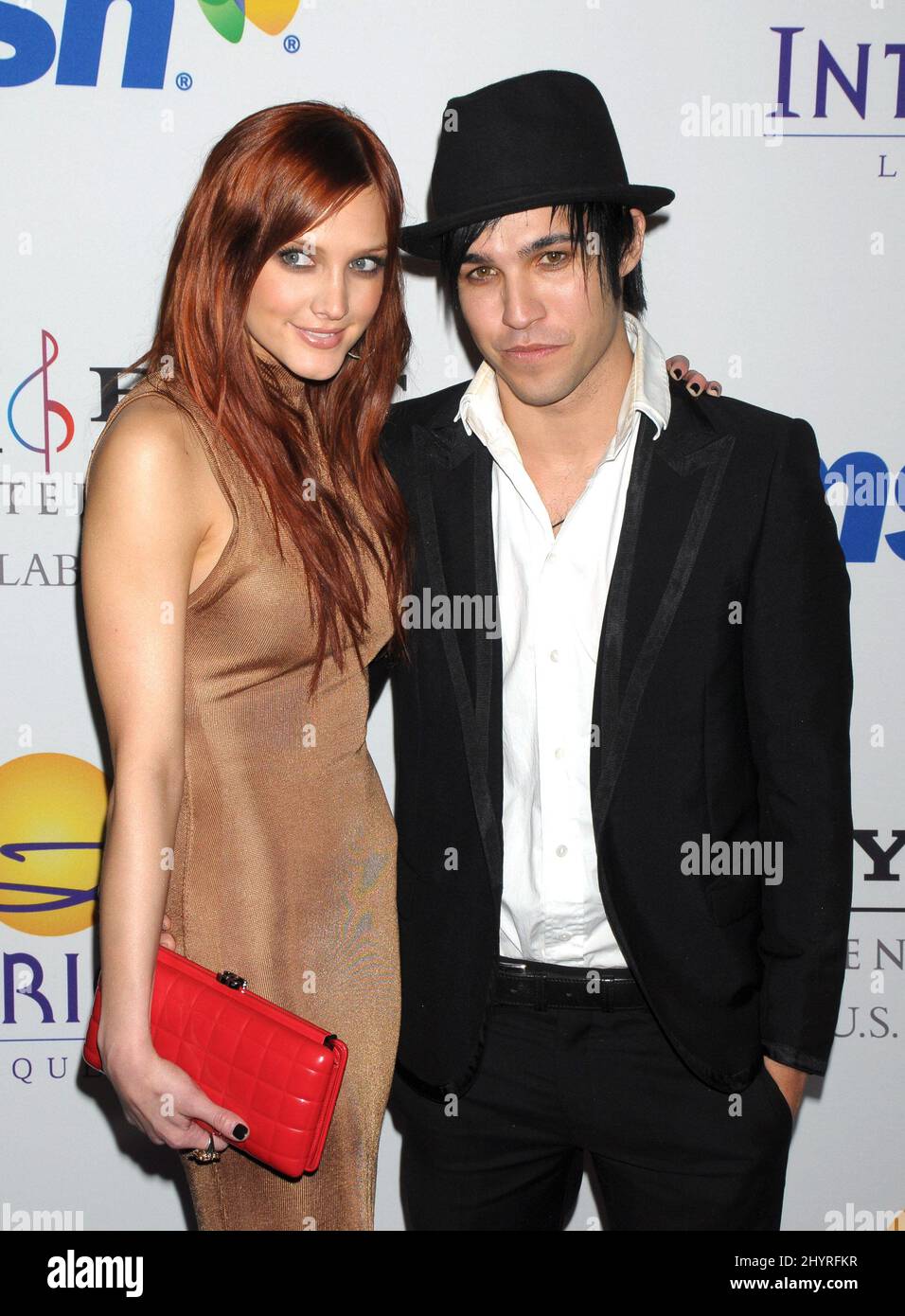 Ashlee Simpson and Pete Wentz attend the 2008 Clive Davis Pre-GRAMMY ...