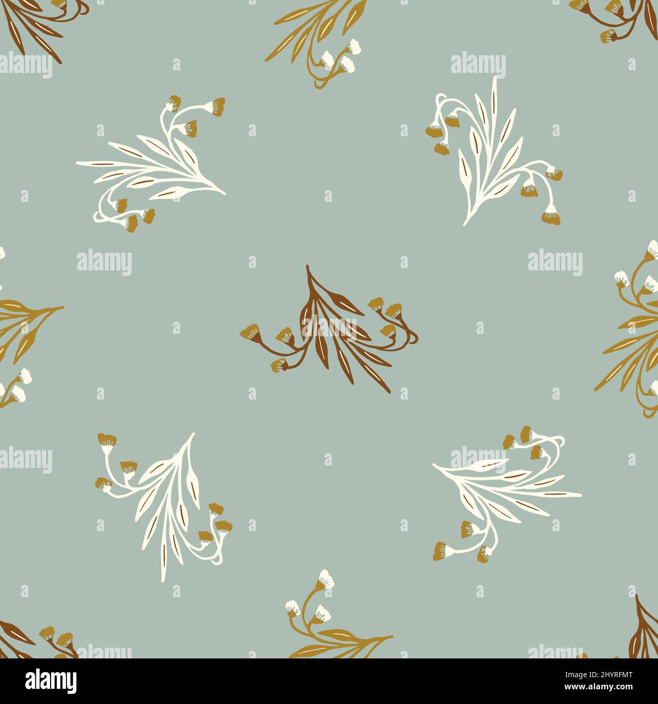 Gender neutral floral seamless vector background. Simple whimsical 2 ...