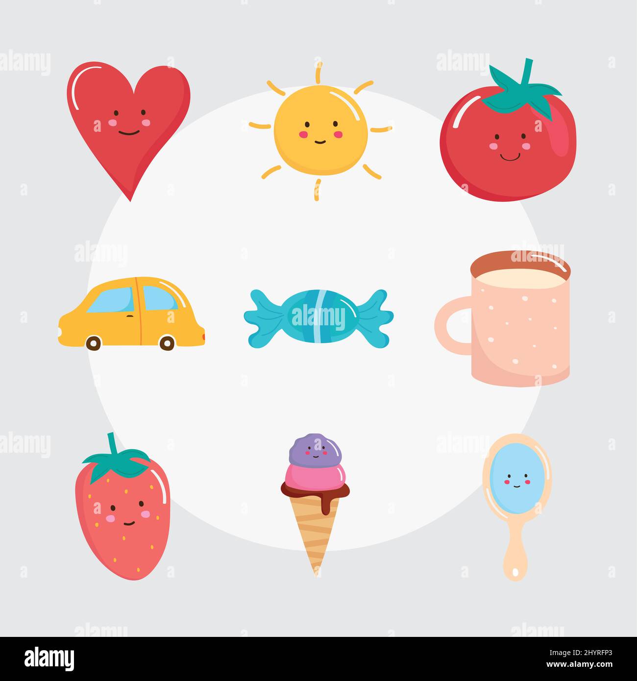 cute objects kawaii Stock Vector Image & Art - Alamy