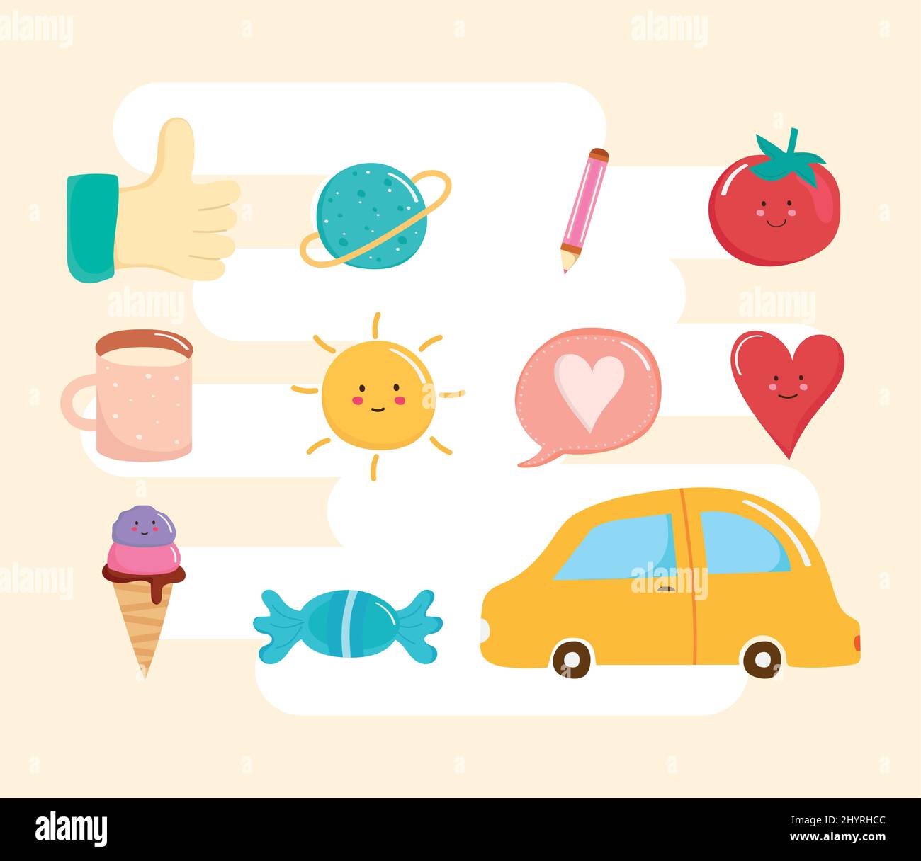 set of cute icons Stock Vector Image & Art - Alamy