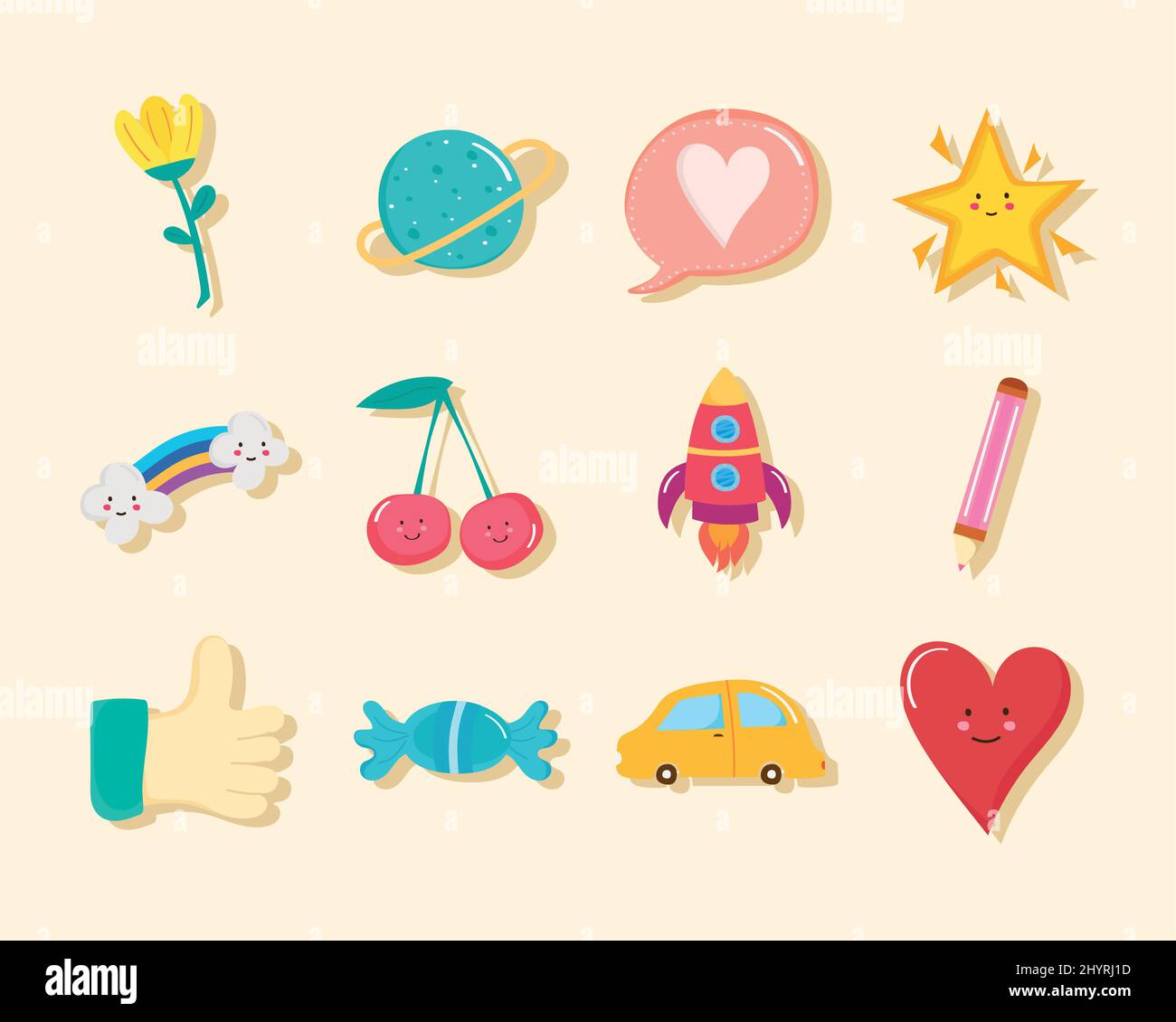 set cute icons Stock Vector Image & Art - Alamy