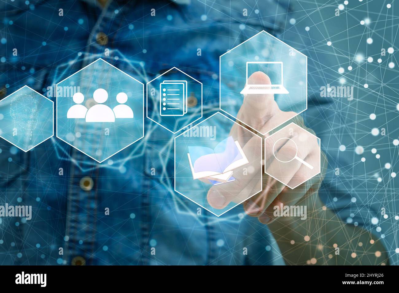 Concept of digital screen, virtual connection icon,diagram, graph ...