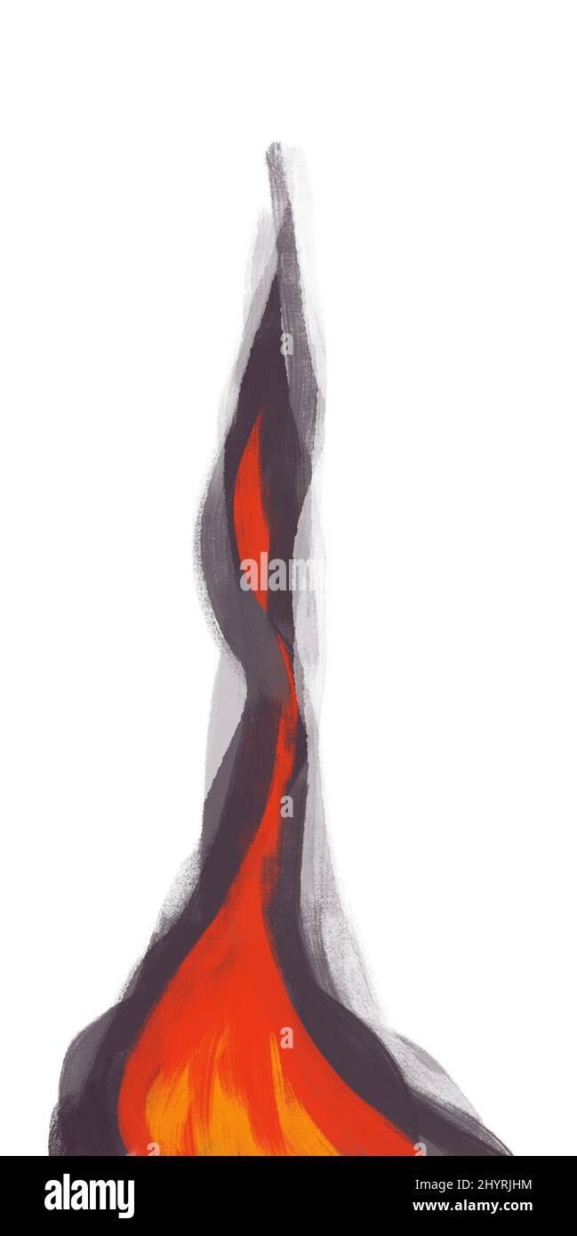flame with smoking, stylized effect and digital art. fx Fire effect ...