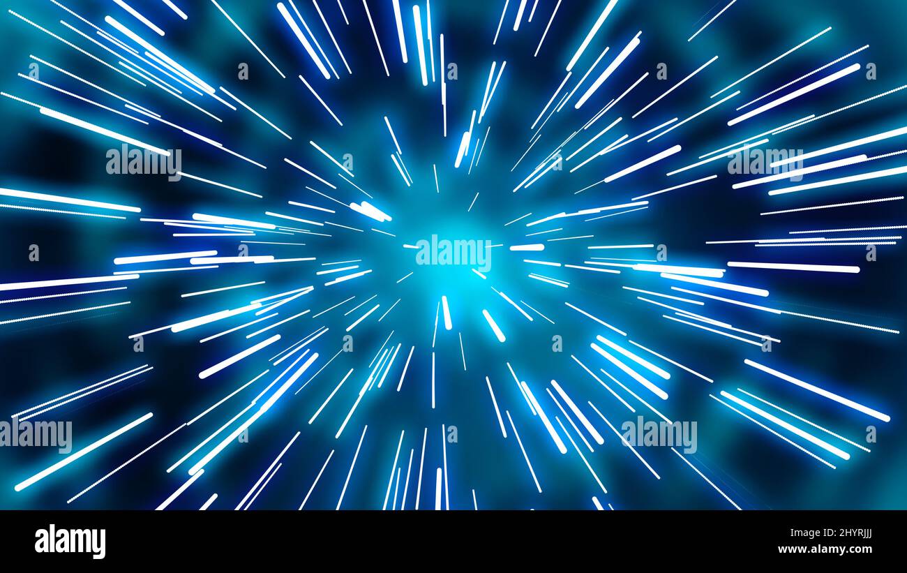 Cosmic Space travel effect, neon light speed with vanishing point ...