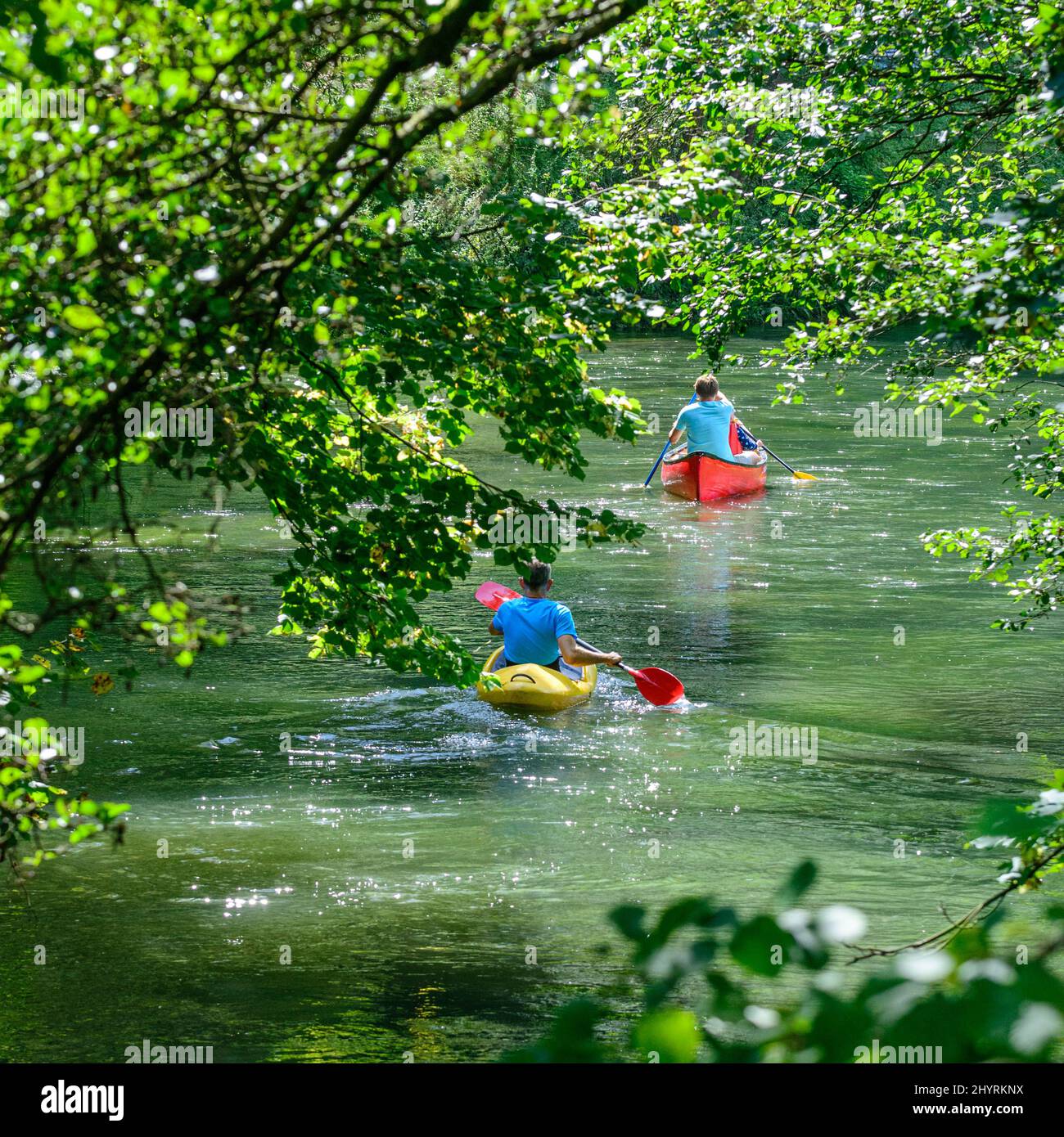 Group of people paddling on river in middle franconia Stock Photo - Alamy
