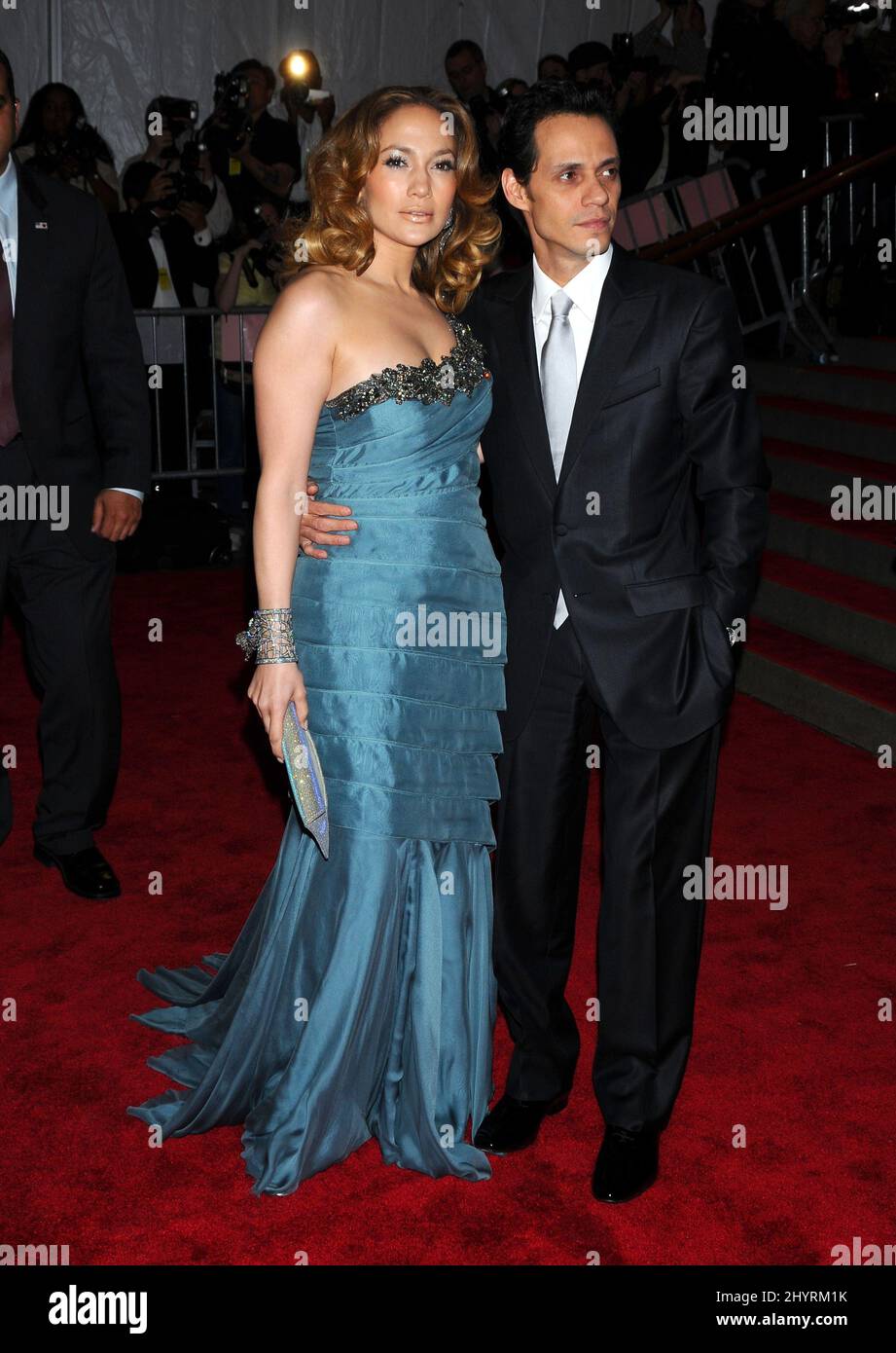 Jennifer Lopez and Marc Anthony arriving at the Costume Institute Gala ...