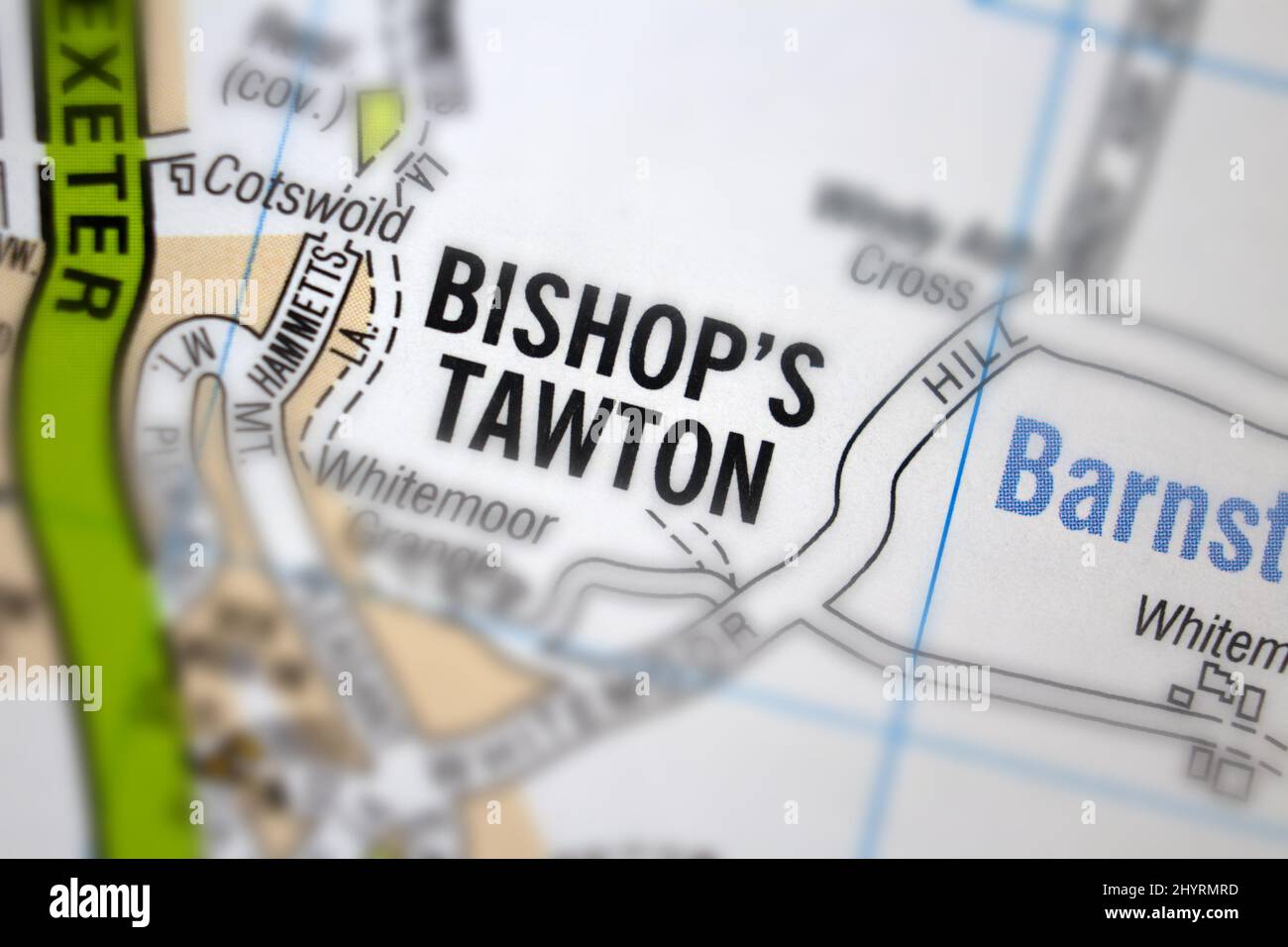 Bishop's Tawton village - Devon, United Kingdom colour atlas map town ...
