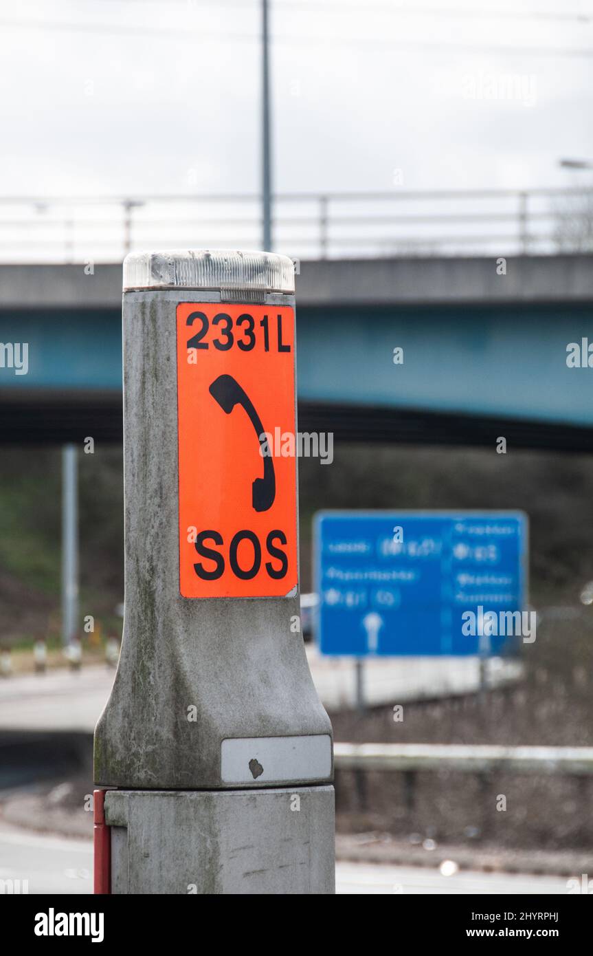 Around the UK - Motorway Emergency Telephone at the junction between ...