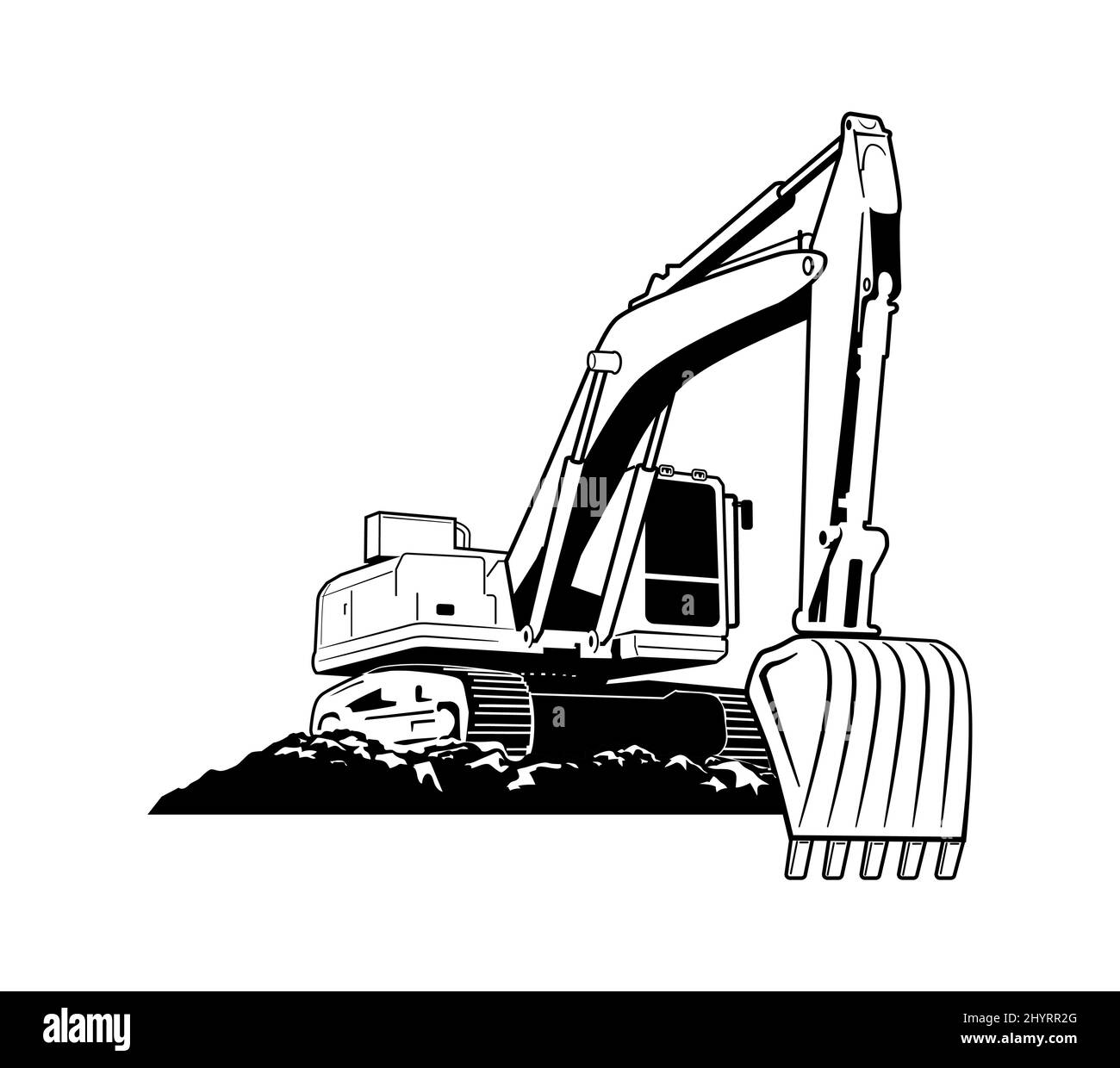 Crawler Excavator Modern Flat Vector Illustration Stock Vector Image ...