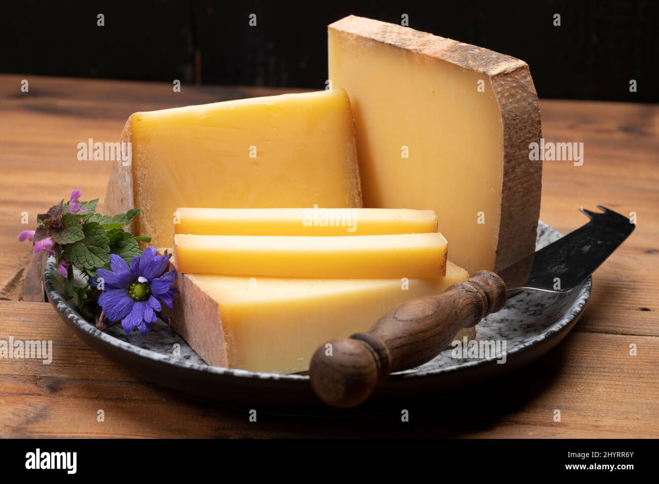 French cheese collection, comte cheese made from unpasteurized cow's ...