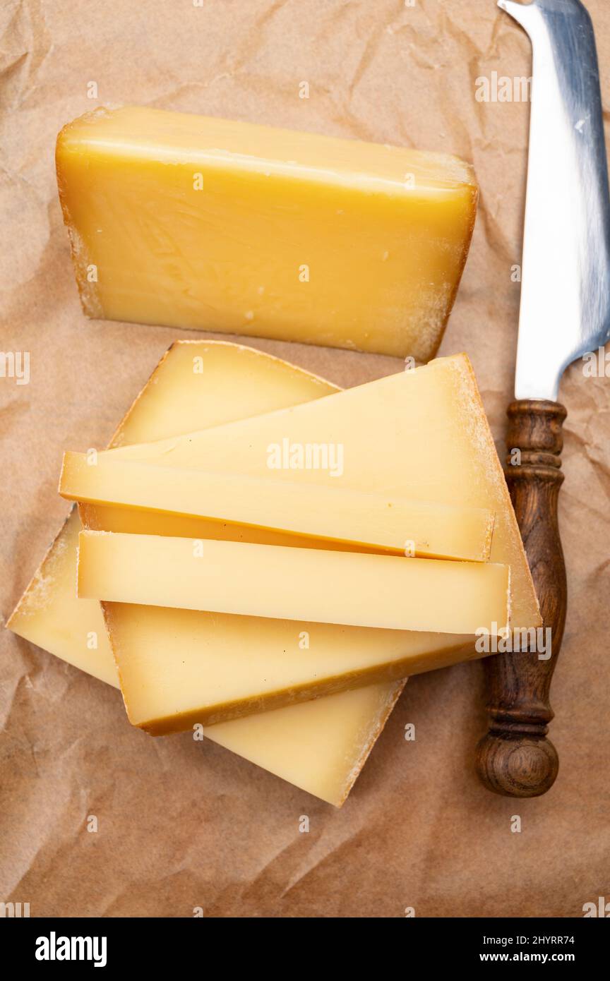 French cheese collection, comte cheese made from unpasteurized cow's ...