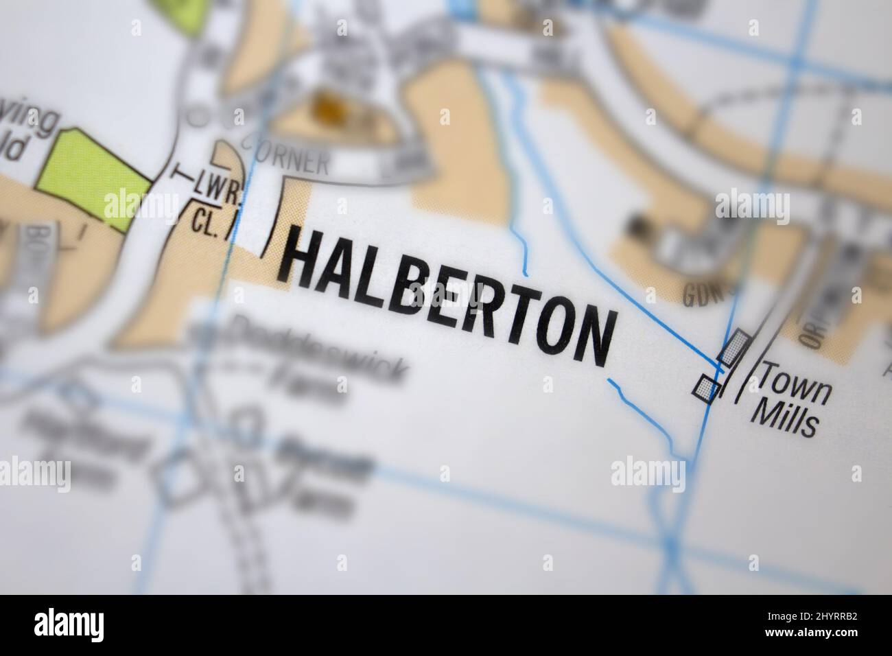Halberton village - Devon, United Kingdom colour atlas map town name ...