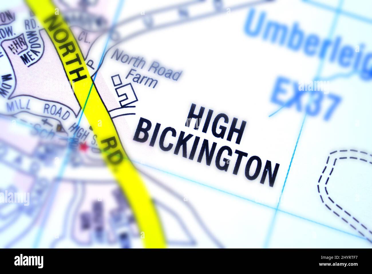 High Bickington village - Devon, United Kingdom colour atlas map town ...