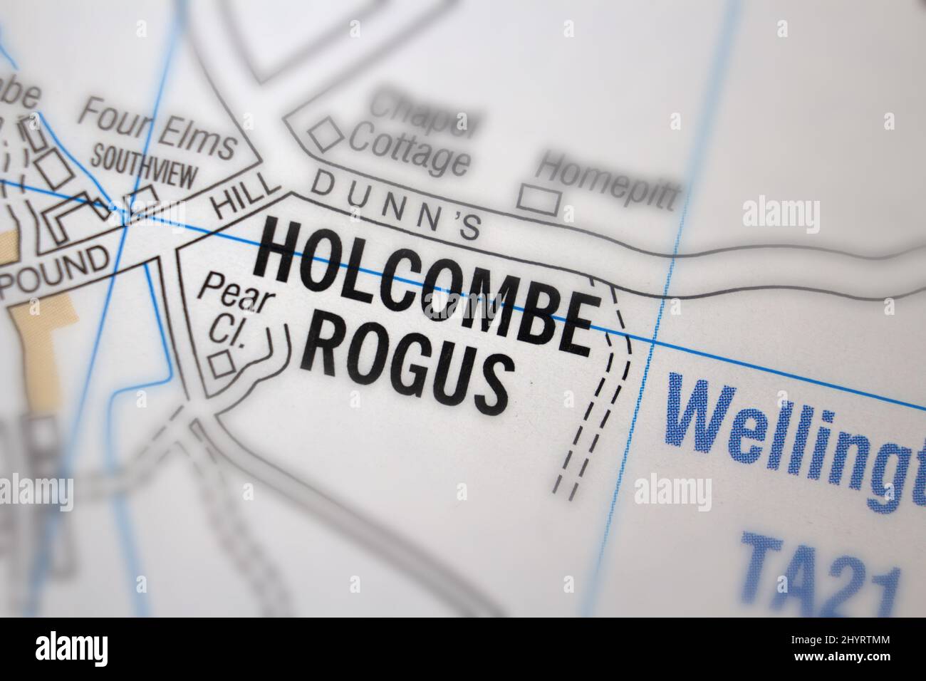 Holcombe Rogus village - Devon, United Kingdom colour atlas map town ...