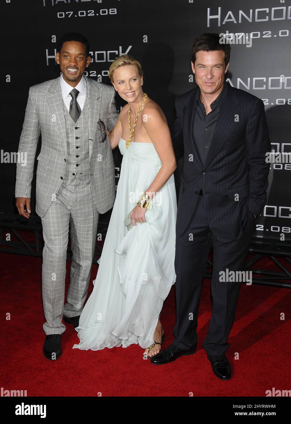 Will Smith, Charlize Theron and Jason Bateman attending the Hancock ...