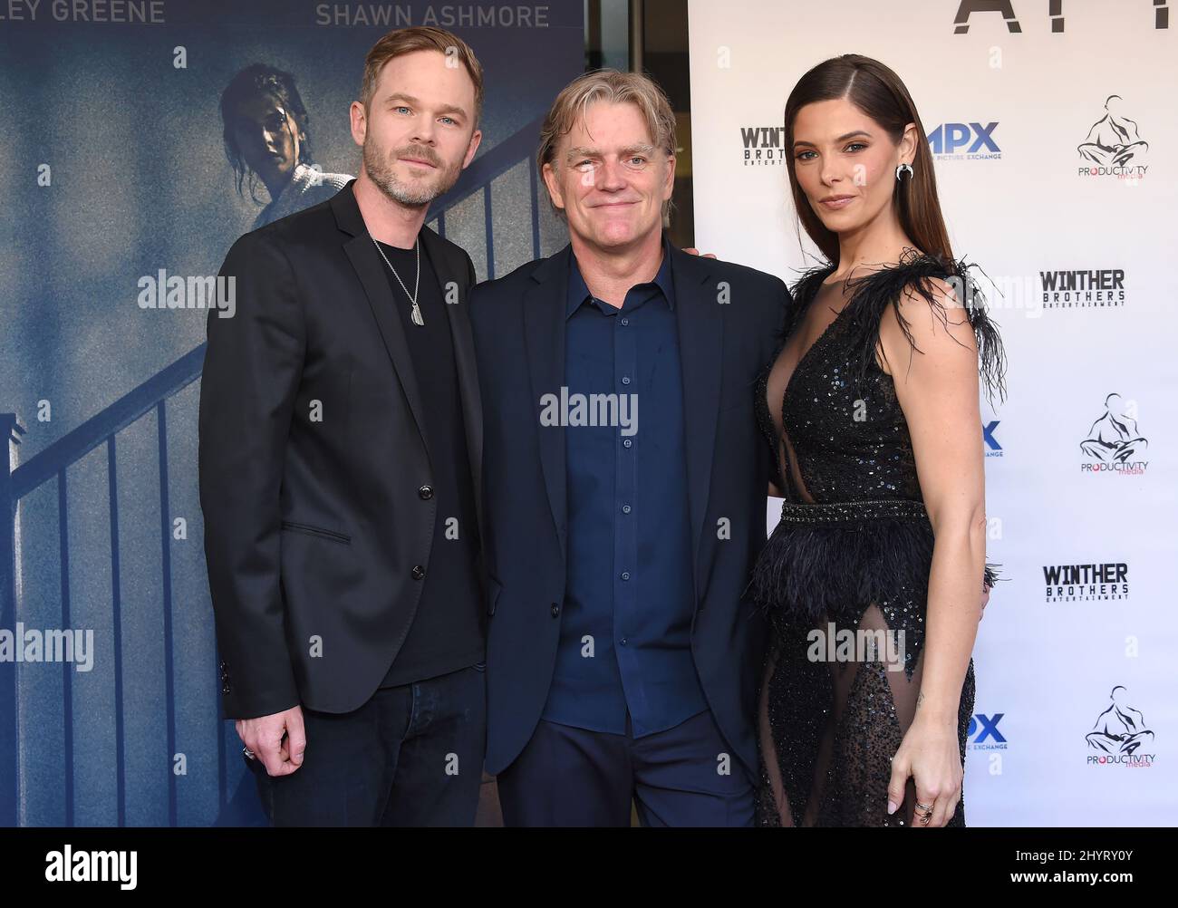 Shawn Ashmore, Peter Winther and Ashley Greene arriving to the ...