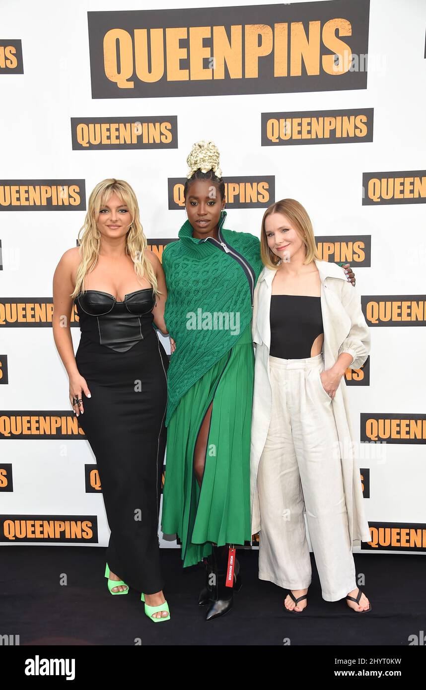 Bebe Rexha, Kirby Howell-Baptiste and Kristen Bell at STX films ...