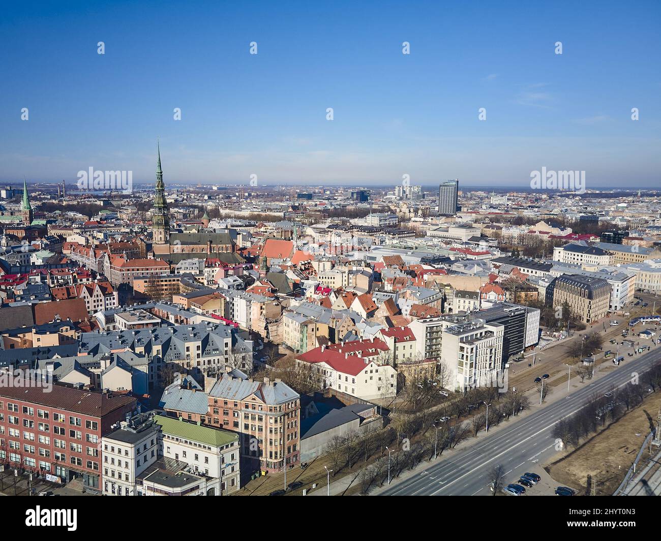 Aerial view of city Riga and Old Riga Stock Photo - Alamy