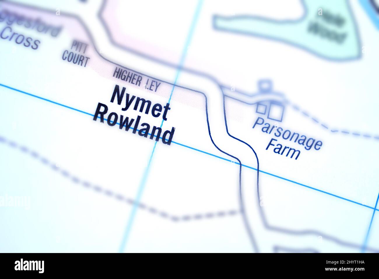 Nymet Rowland village - Devon, United Kingdom colour atlas map town ...