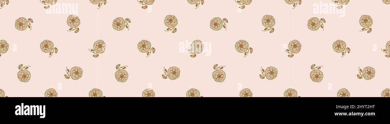 Gender neutral floral seamless vector border. Simple whimsical 2 tone ...