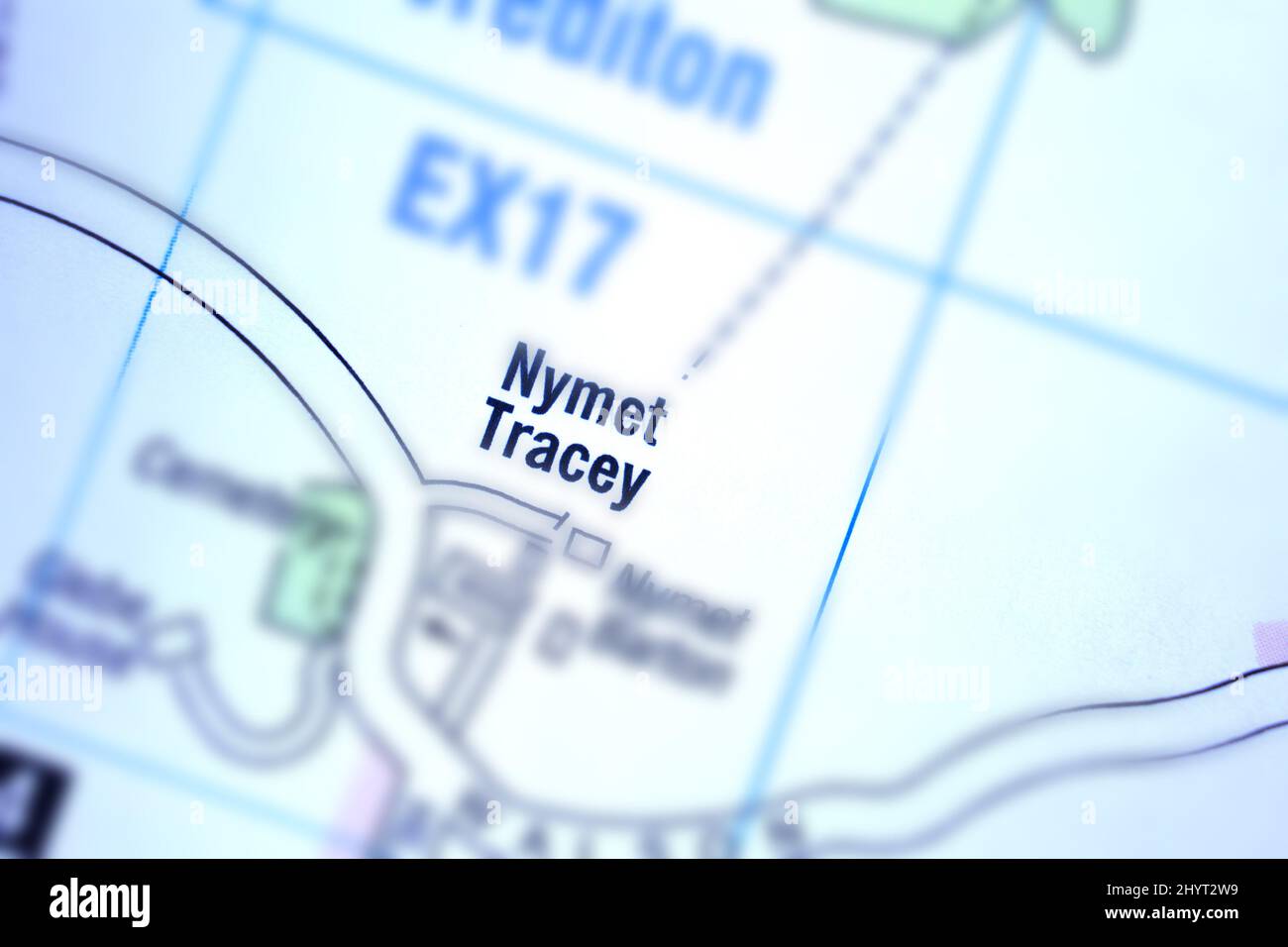 Nymet Tracey village - Devon, United Kingdom colour atlas map town name ...