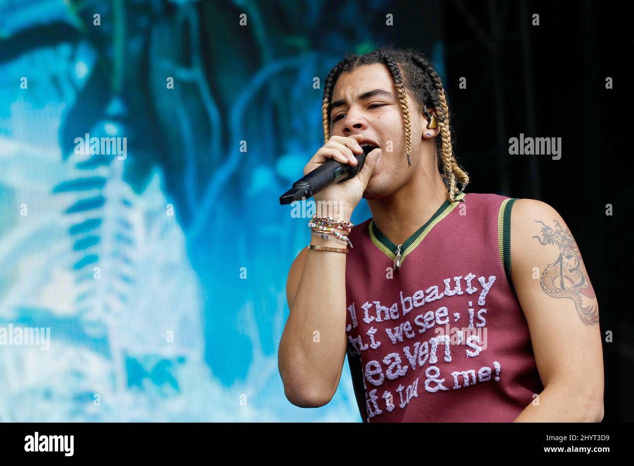 24kGoldn performing at the daytime concerts during the 2021 iHeartRadio ...