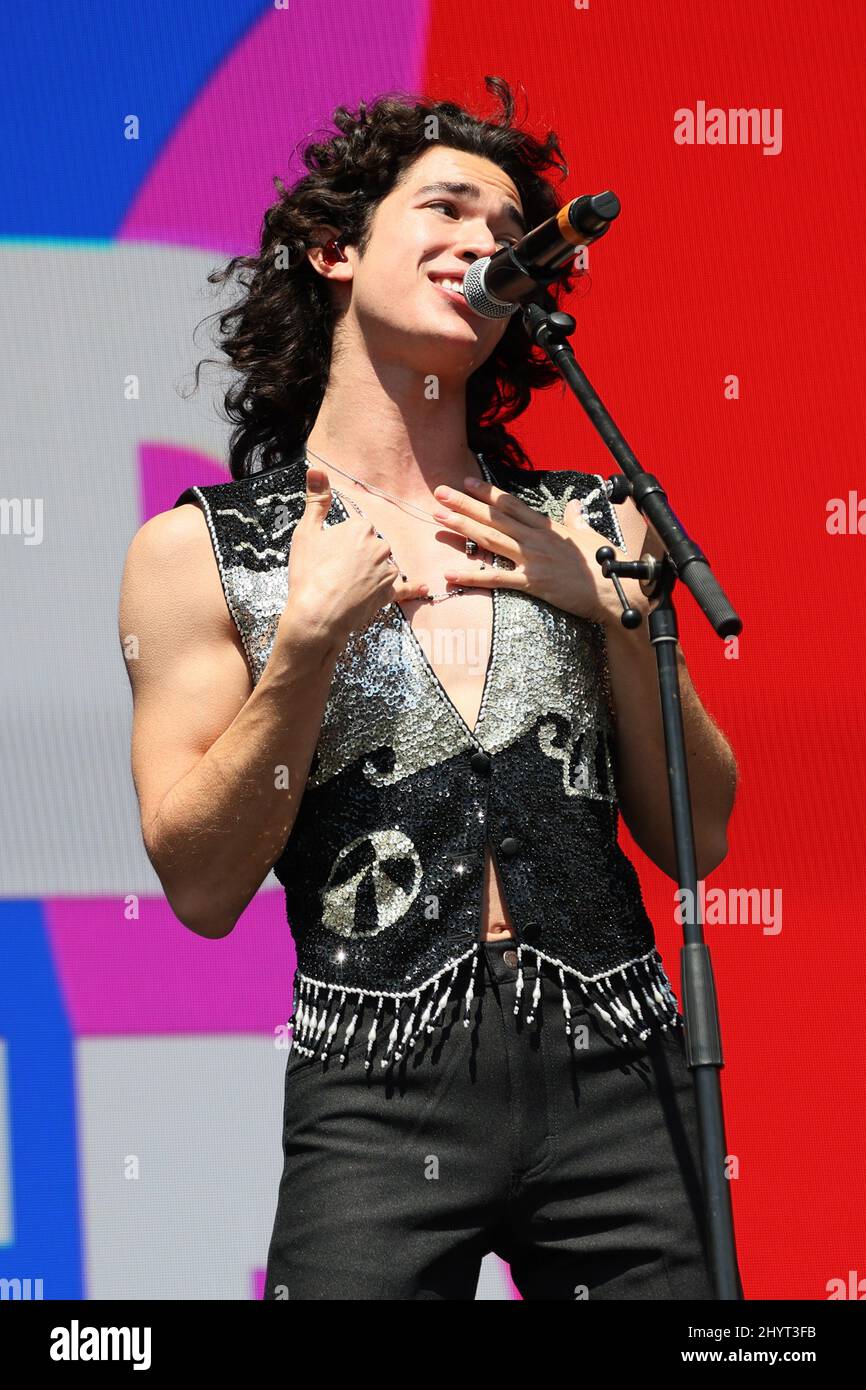 Conan Gray performing at the daytime concerts during the 2021 ...