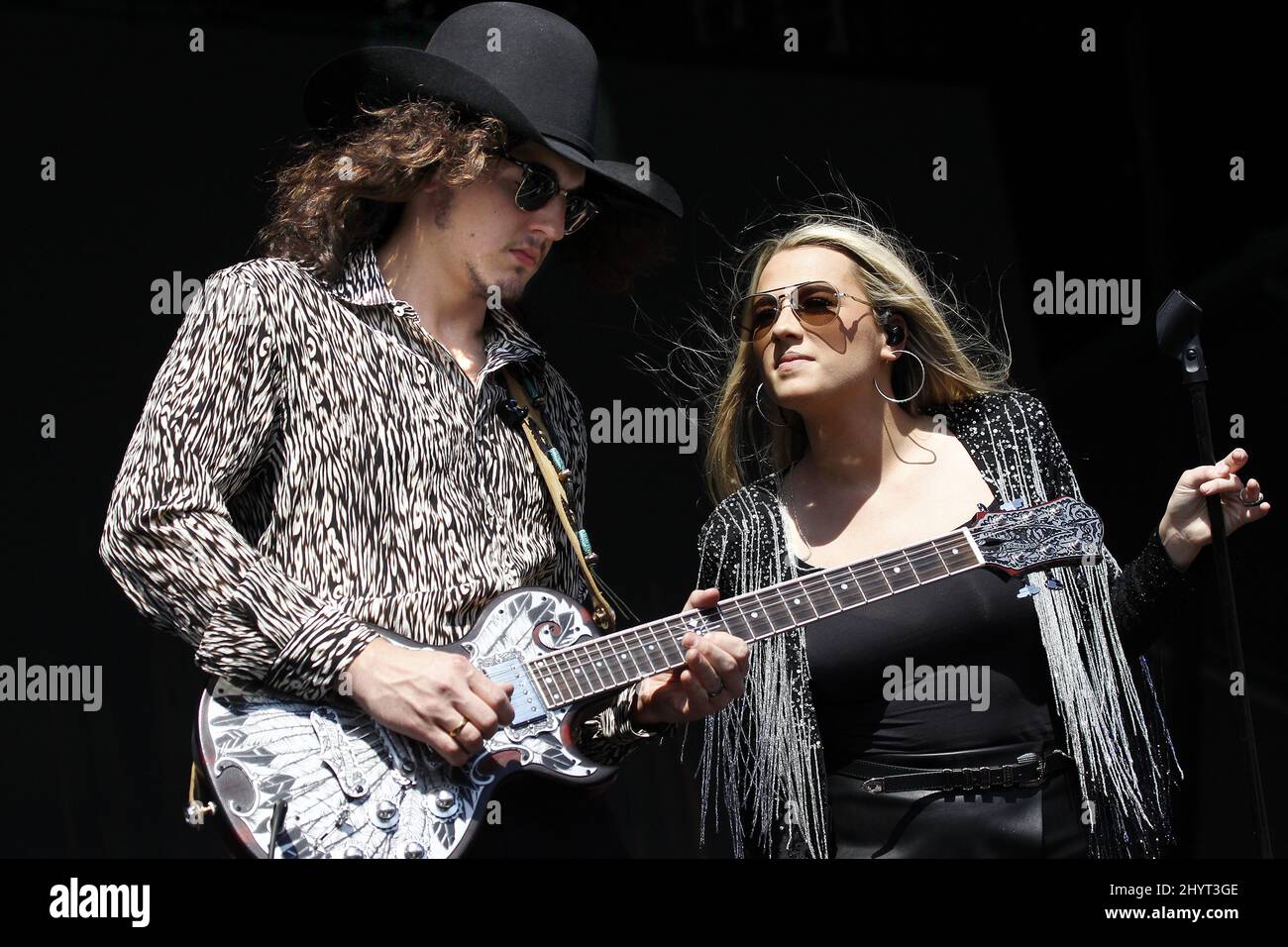 Cade Foehner and Gabby Barrett performing at the daytime concerts ...