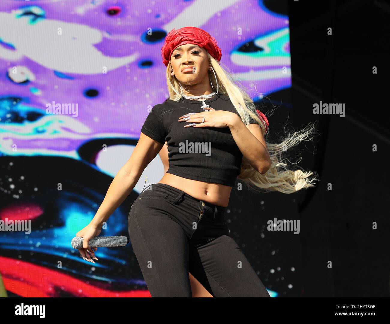 Saweetie performing at the daytime concerts during the 2021 iHeartRadio ...