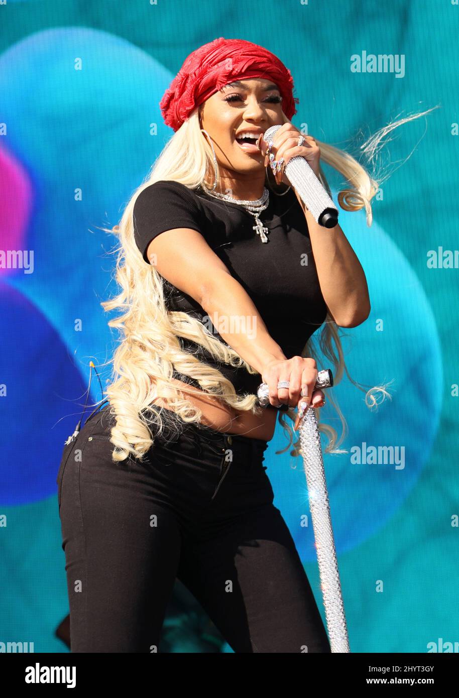 Saweetie performing at the daytime concerts during the 2021 iHeartRadio ...