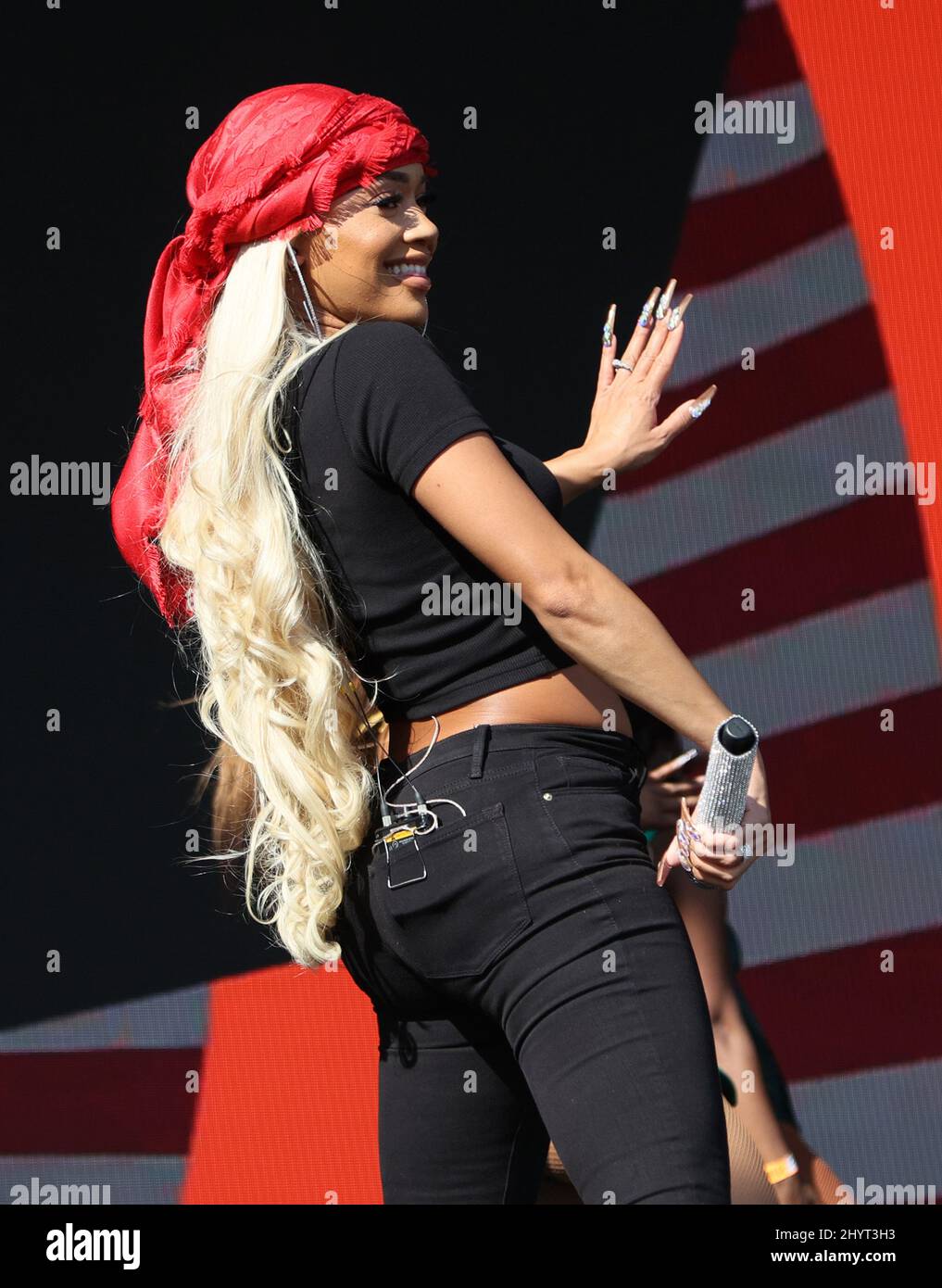Saweetie performing at the daytime concerts during the 2021 iHeartRadio ...