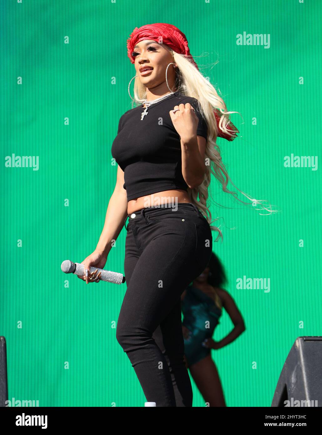 Saweetie performing at the daytime concerts during the 2021 iHeartRadio ...