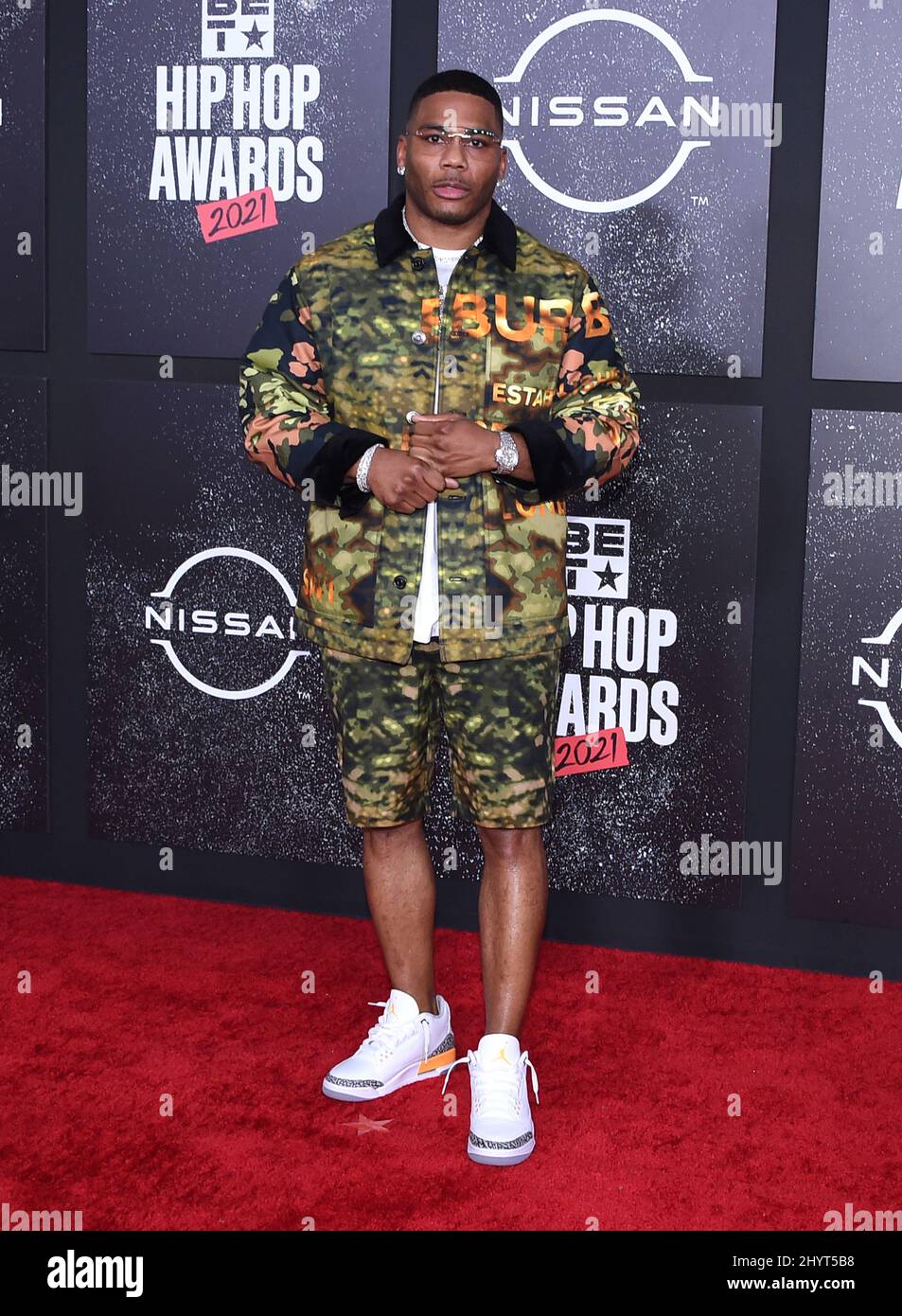 Nelly arriving at the BET Hip Hop Awards 2021 held at the Cobb Energy ...