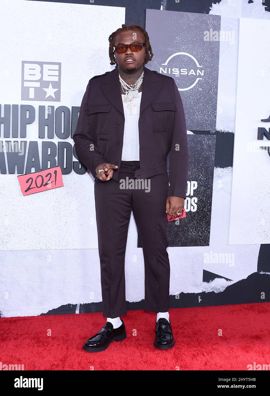 Gunna arriving at the BET Hip Hop Awards 2021 held at the Cobb Energy ...