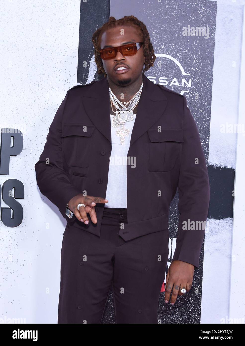 Gunna arriving at the BET Hip Hop Awards 2021 held at the Cobb Energy ...