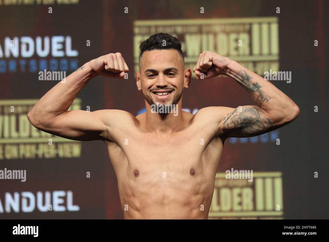 Robeisy Ramirez on stage during the weigh-in for the Tyson Fury vs ...
